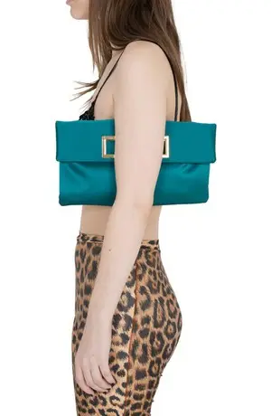 Jeffrey Campbell To-go Satin Clutch - Turquoise Satin