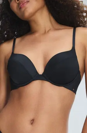 SAVAGE X FENTY Slipp Satin Push-up Plunge Bra - Black Caviar
