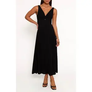 PETAL & PUP Archer Fit & Flare Midi Dress - Black