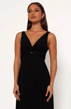 PETAL & PUP Archer Fit & Flare Midi Dress - Black
