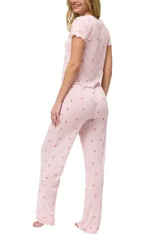 Honeydew Intimates Somewhere Sunny Pointelle Pajamas - Pink Salt Palms