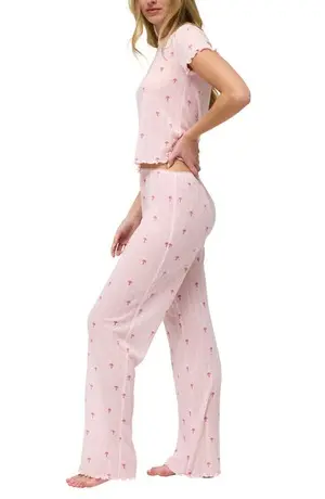 Honeydew Intimates Somewhere Sunny Pointelle Pajamas - Pink Salt Palms
