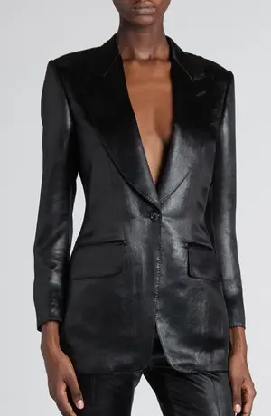 TOM FORD Bianca Single-breasted Liquid Satin Blazer