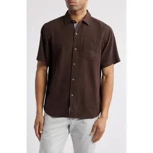 Tommy Bahama Better With Age Short Sleeve Silk Graphic Button-up Shirt - Brandy