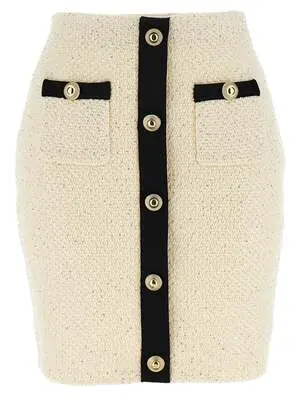 SELF-PORTRAIT Sequin Knit Mini Skirt - White/black