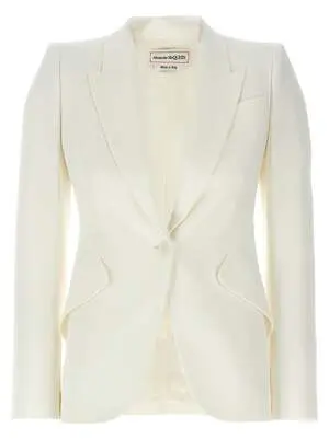 Alexander McQueen Single-Breasted Blazer White