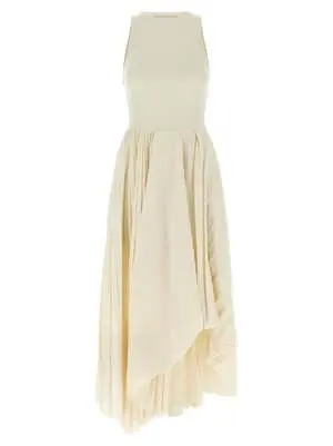 beige long prom dresses Champagne Off Shoulder Satin Long Prom Dresses With High Slit, Champag –  morievent main image 1