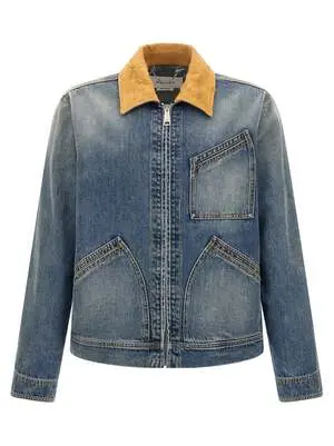 Alexander McQueen Suede Collar Denim Jacket