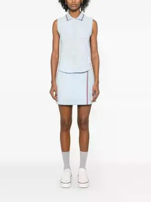 Thom Browne Cotton Sleeveless Polo Top - Blue