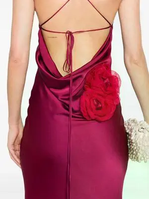 PARLOR Floral-appliqué Maxi Dress - Red