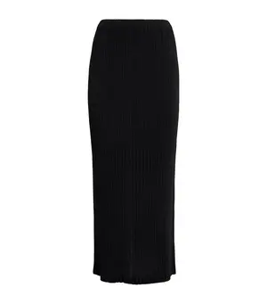 Issey Miyake Hatching Bottoms Pleated Maxi Skirt - Black