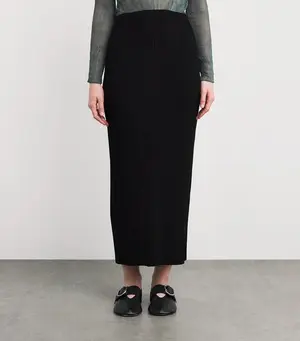 Issey Miyake Hatching Bottoms Pleated Maxi Skirt - Black