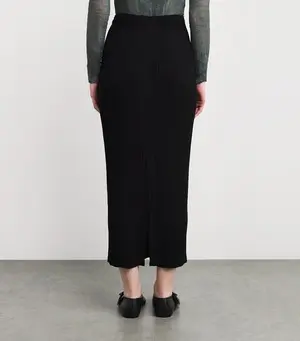 Issey Miyake Hatching Bottoms Pleated Maxi Skirt - Black