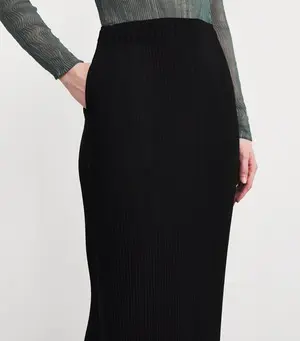 Issey Miyake Hatching Bottoms Pleated Maxi Skirt - Black