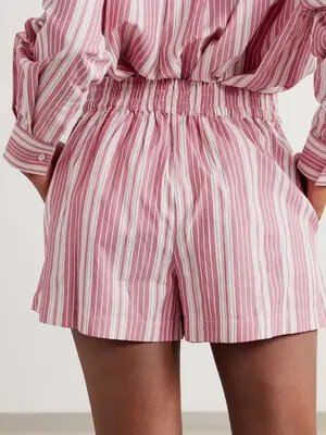 Faithfull The Brand Elva Striped Cotton Shorts - Pink