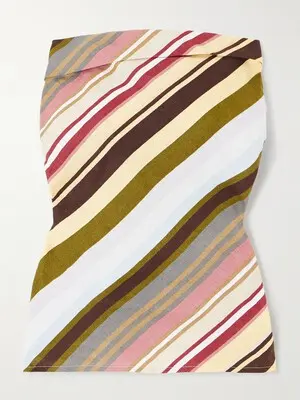 Faithfull The Brand Strapless Striped Linen Top - Green