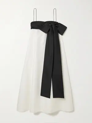 Bernadette Bailey Two-tone Bow-embellished Taffeta Midi Dress - Neutrals