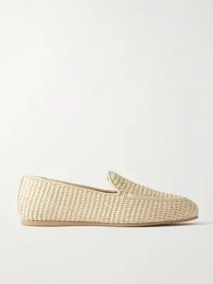 STUART WEITZMAN Lee Leather-trimmed Raffia Loafers