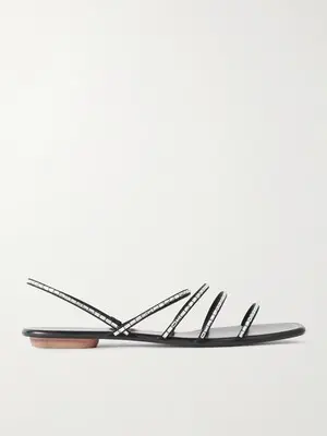 AQUAZZURA Mistica Crystal-embellished Slingback Sandals - Black