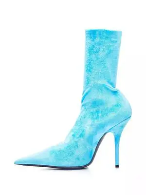Balenciaga Velvet Ankle Boots - Blue