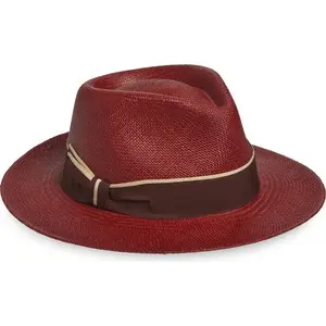 RENÉ MANTILLA, NEW YORK René Mantilla Toquila Palm Straw Fedora - Espresso
