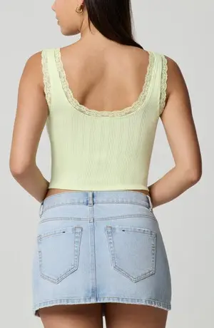 FLORENCE BY MILLS Lace Trim Crop Tank