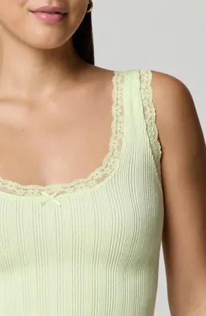 FLORENCE BY MILLS Lace Trim Crop Tank