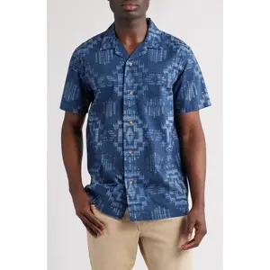 Pendleton Geo Pattern Cotton Camp Shirt - Harding Navy