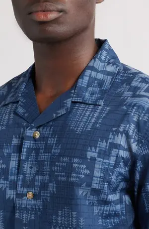 Pendleton Geo Pattern Cotton Camp Shirt - Harding Navy