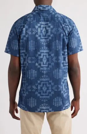 Pendleton Geo Pattern Cotton Camp Shirt - Harding Navy