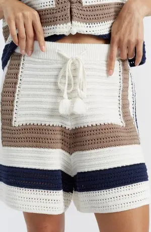 Chinti & Parker Crochet Capri Shorts - Navy