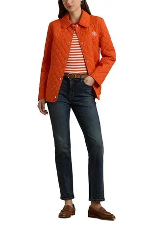 Ralph Lauren Diamond Quilted Jacket - Orange Lily