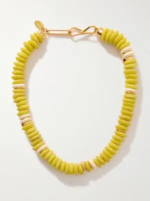 LIZZIE FORTUNATO Laguna Gold-plated Beaded Necklace - Yellow