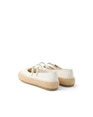 Prada Nappa Leather And Raffia Ballerinas - Neutral