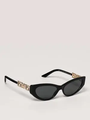 Versace Cat Eye Sunglasses With Embellished Logo - Black