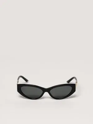 Versace Cat Eye Sunglasses With Embellished Logo - Black