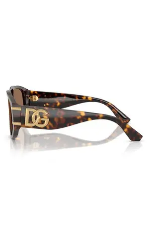 Dolce & Gabbana 57mm Pilot Sunglasses - Havana /dark Brown