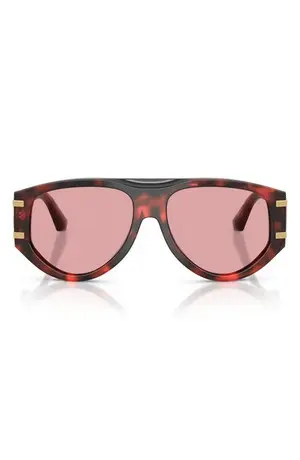 Dolce & Gabbana 57mm Pilot Sunglasses - Red Havana /light Violet