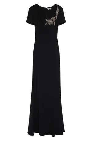 Alexander McQueen Banshee Embroidery Leaf Crepe Gown