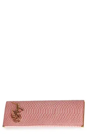 Jeffrey Campbell Halo-c Leather Clutch - Pink Snake
