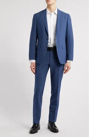Canali Capri Trim Fit Solid Blue Impeccabile Super 130s Wool Suit - Med Blue