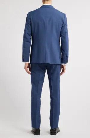 Canali Capri Trim Fit Solid Blue Impeccabile Super 130s Wool Suit - Med Blue