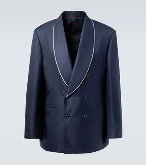Brunello Cucinelli Silk Tuxedo Jacket - Blue