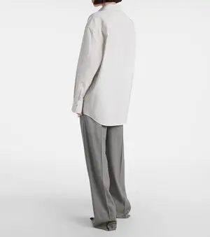 Saint Laurent Cassandre Striped Cotton Shirt - White