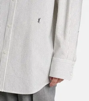 Saint Laurent Cassandre Striped Cotton Shirt - White