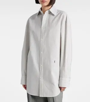 Saint Laurent Cassandre Striped Cotton Shirt - White