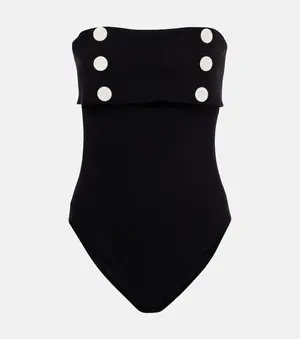 KARLA COLLETTO Embellished Strapless Swimsuit - Black