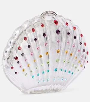 AQUAZZURA Crystal Shell Embellished Clutch - Multicoloured