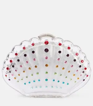 AQUAZZURA Crystal Shell Embellished Clutch - Multicoloured