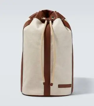 Brunello Cucinelli Leather-trimmed Canvas Backpack - Neutrals